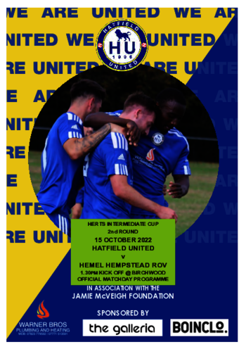 Hatfield United v Hemel Hempstead Rovers programme | Zeeon