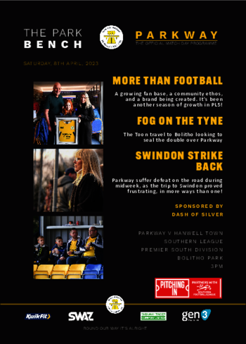 The Park Bench Match Day Programme vs Hanwell Town | Zeeon